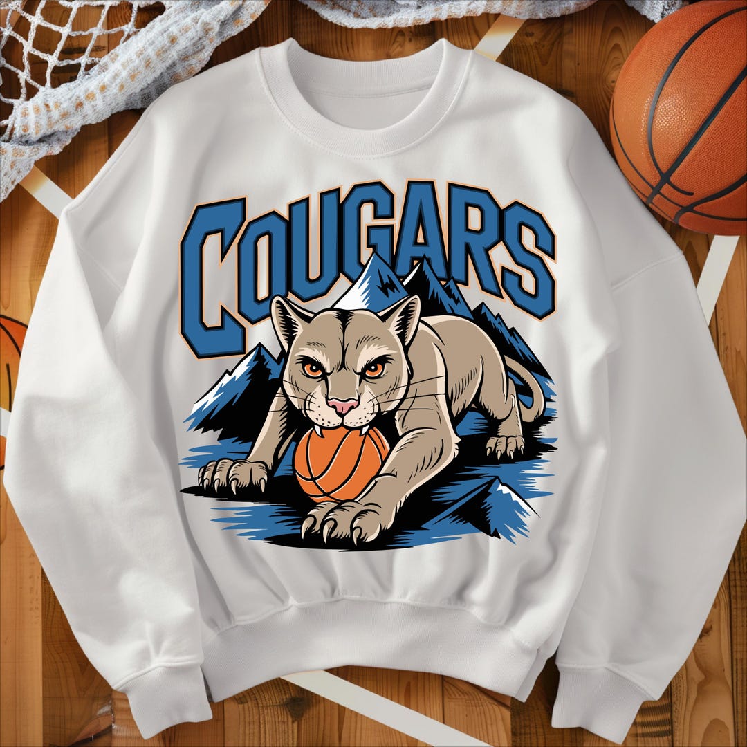 Cougar Basketball SVG PNG Mascot Clipart for Teams Basketball Spirit ...