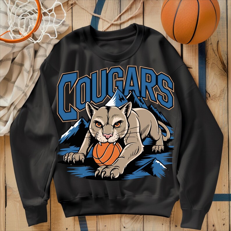 Cougar Basketball SVG PNG Mascot Clipart for Teams Basketball Spirit ...
