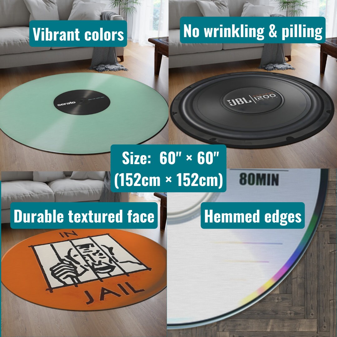 Vinyl Music Record Lp Album, Led Zeppelin 5x5 Round Rug Living Room ...