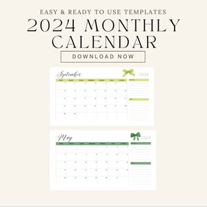 2024 Monthly Calendar Landscape Elegant Monthly Calendar PRINTABLE PDF ...