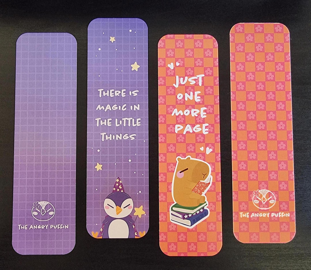 Capybara and Puffin Bookmarks Cute Illustration Gift for Book Lovers ...