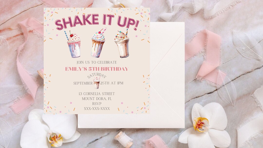 Shake It up Birthday Invitation! Milkshake Birthday Invitation! Digital ...