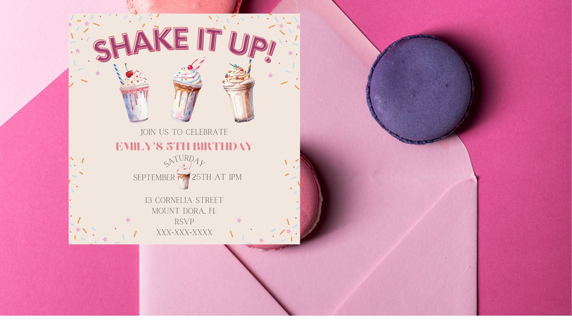 Shake It up Birthday Invitation! Milkshake Birthday Invitation! Digital ...