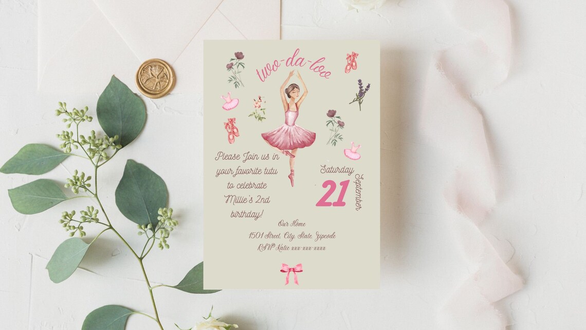 Two Da Loo Tutu Birthday Invitation, Digital Download, Instant Download ...
