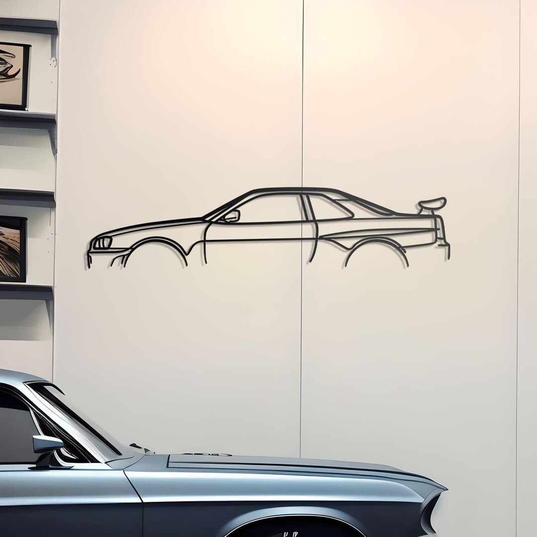 Skyline GT-R R34 Metal Wall Art, Skyline Wall Decor, Nissan Metal Sign ...