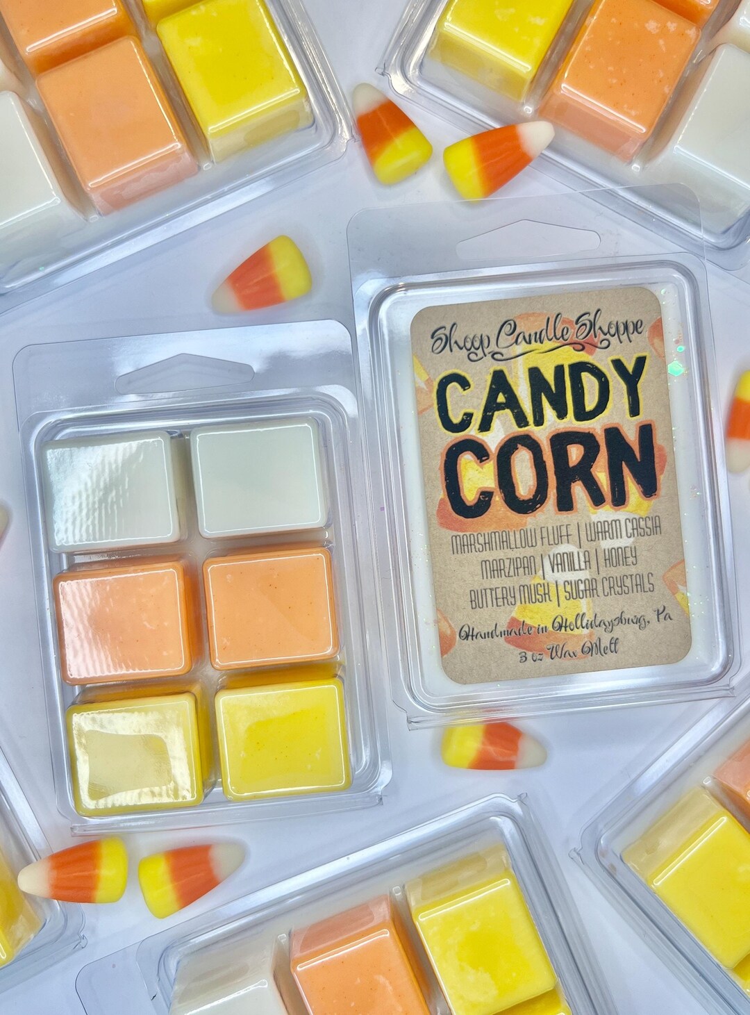 Soy Wax Melt Clamshell Cubes Candy Corn Scented Fall Halloween Wax ...