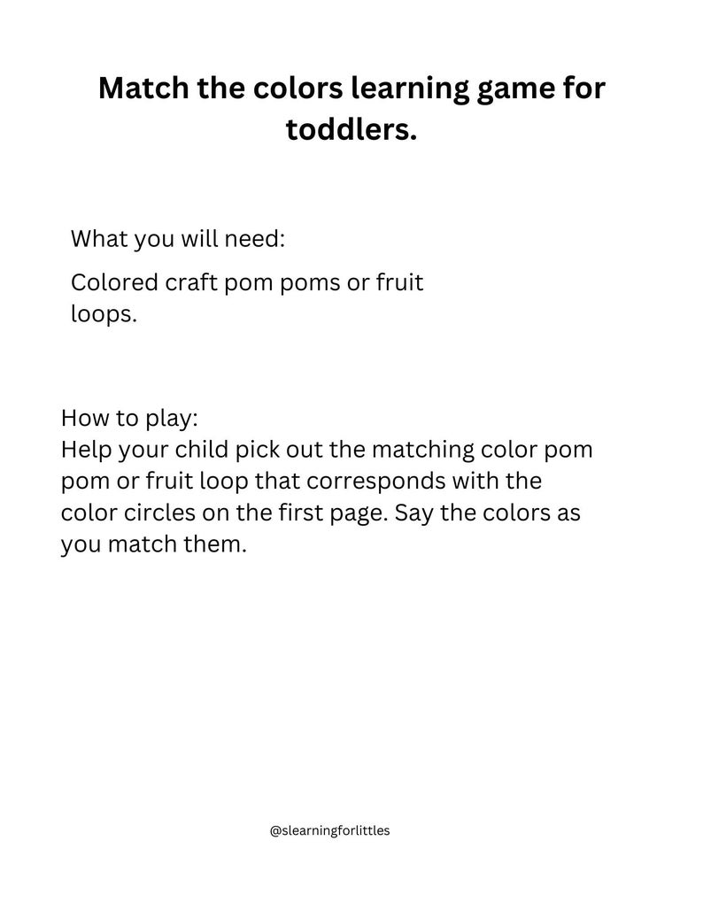 Match the Colors Learning Game for Toddlers - Etsy