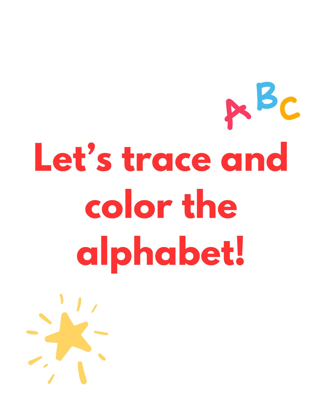 Trace & Color Alphabet for Kids - Etsy