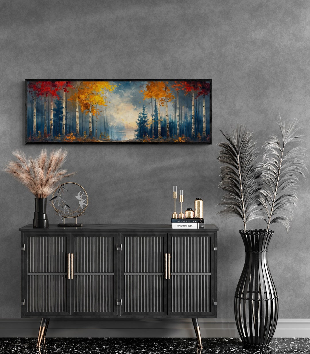 Panoramic Spring Forest Wall Art, Original Modern Abstract Oil Painting ...