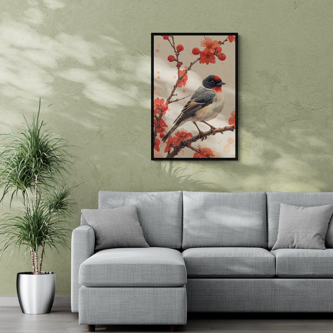 Narrow Wall Art Decor, Japandi Wall Art, Sparrow Wall Art, Bird Wall ...