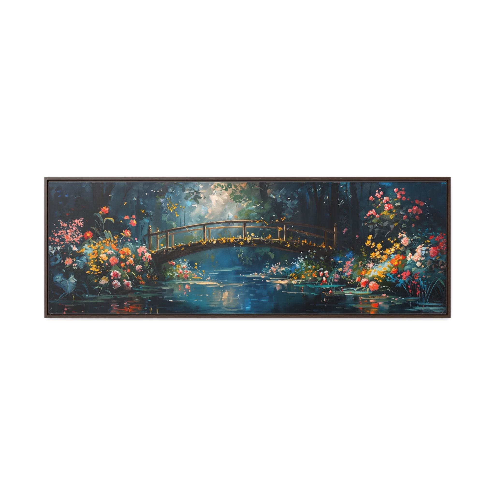 River Bridge, Abstract Boho Design, Forest Nature Print, Narrow Wall ...