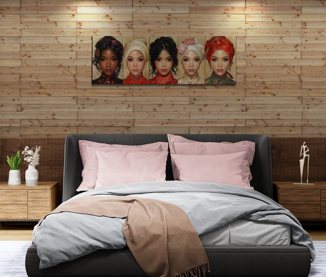 Unique Friendship Gift, Horizontal Narrow Abstract Wall Art, Asian ...