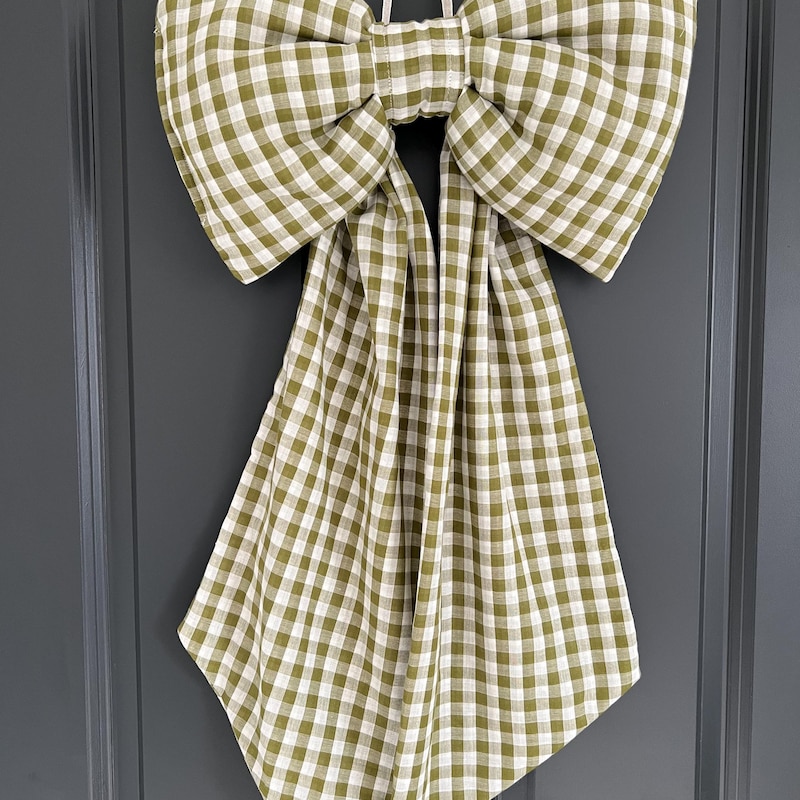 Green Gingham Door Bow - Etsy UK