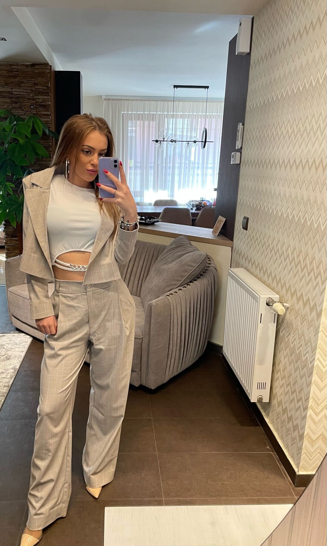 Elegant Beige Check Suit - Etsy