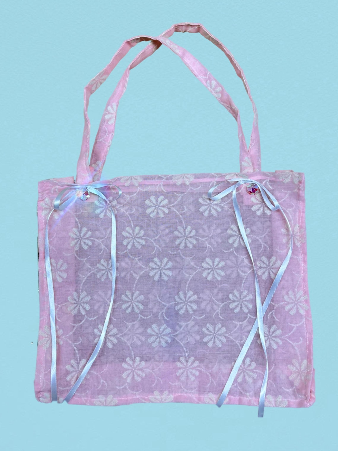 Pink Sheer Coquette Flower Pattern Bag - Etsy
