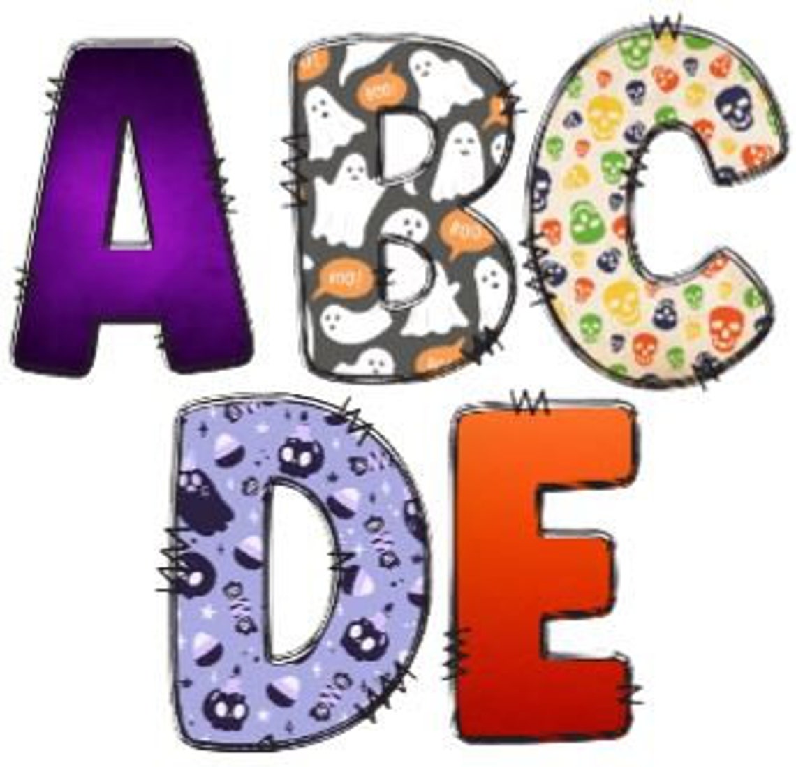 Halloween Doodle Font 5 Clipart - Etsy