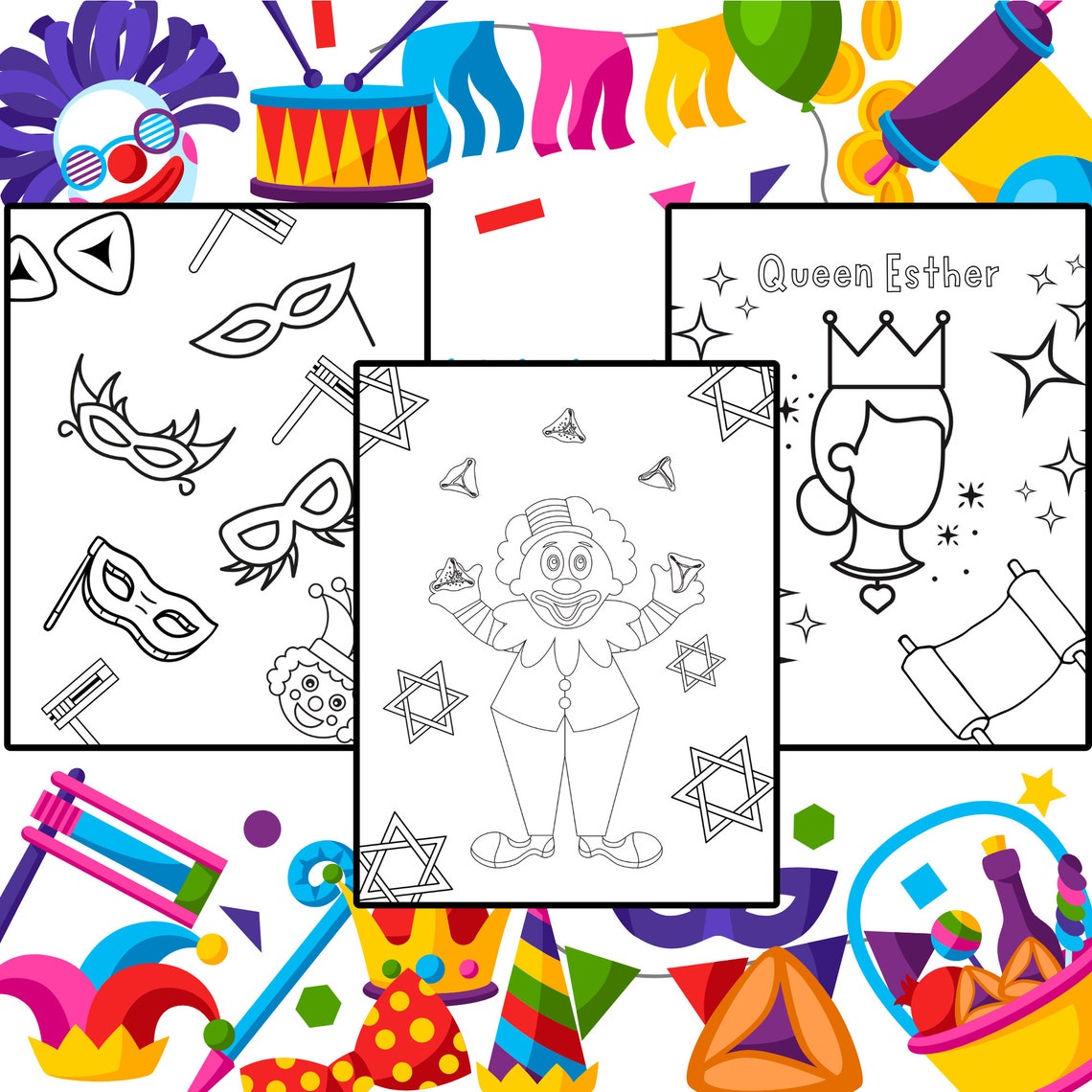 15 Purim Coloring Pages, Happy Purim, Purim Printables, Jewish Holiday ...