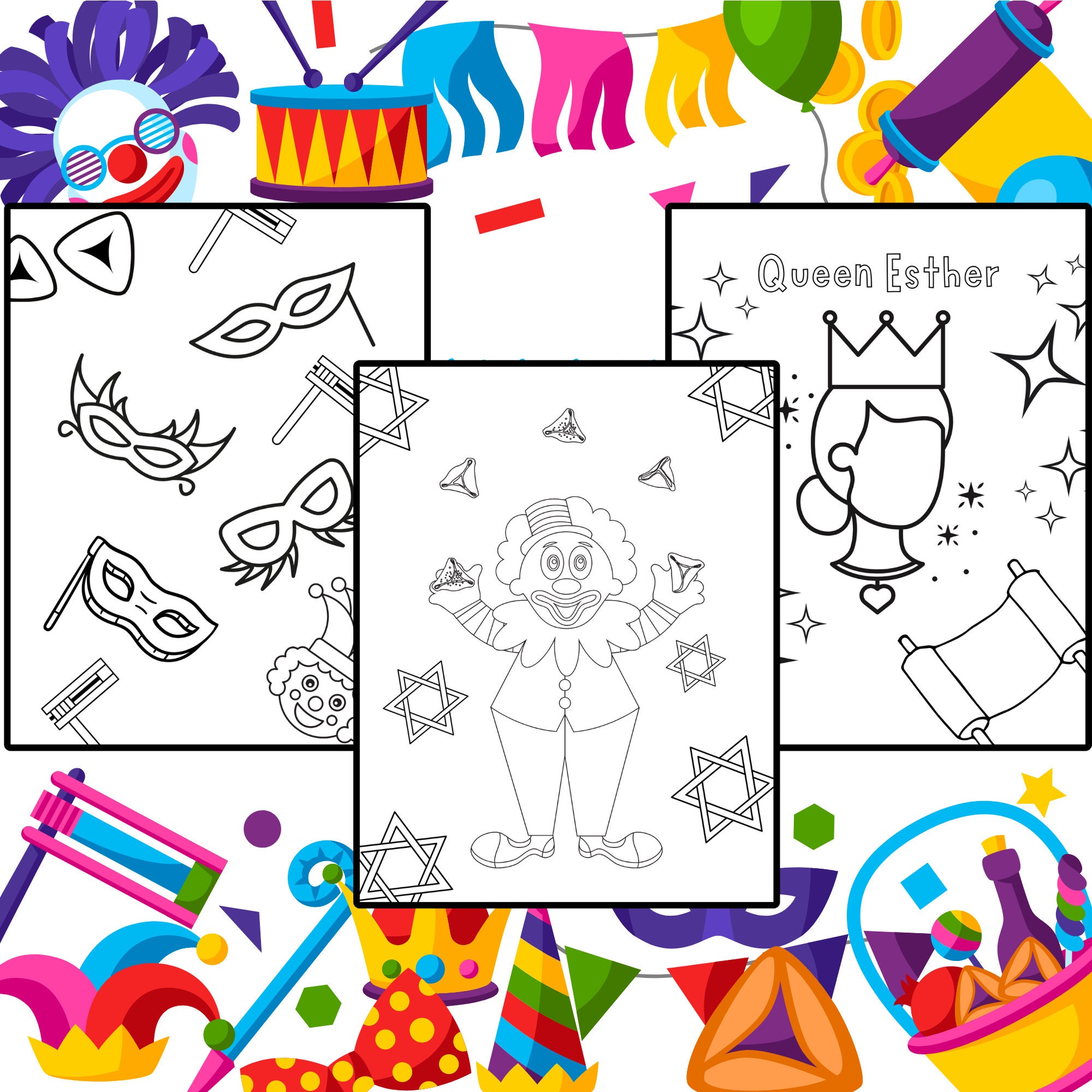 15 Purim Coloring Pages, Happy Purim, Purim Printables, Jewish Holiday ...