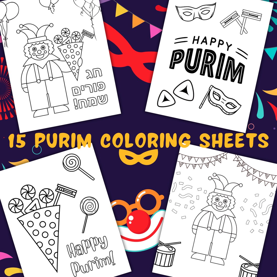 15 Purim Coloring Pages, Happy Purim, Purim Printables, Jewish Holiday ...