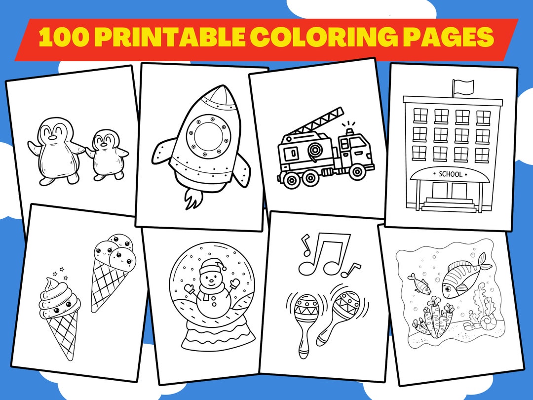 100 Printable Coloring Pages / Coloring Book for Kids, Toddlers ...