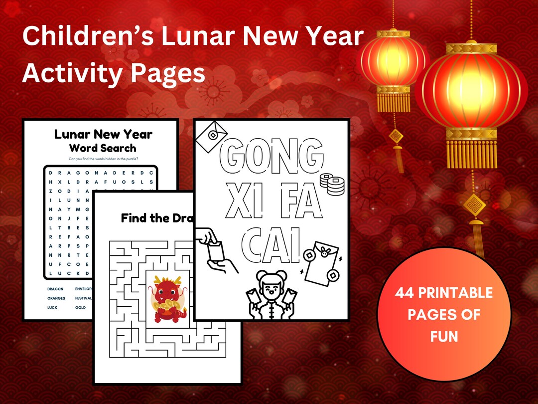 Chinese New Year Digital Worksheets, Printable Lunar New Year Home ...