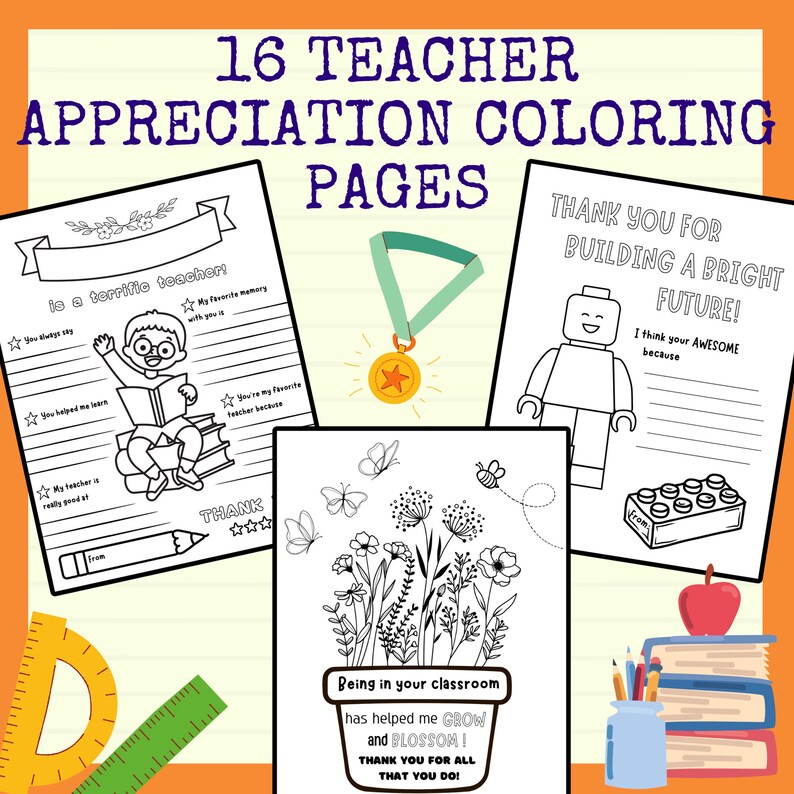16 Teacher Appreciation Coloring Pages Printable Thank You Teacher ...