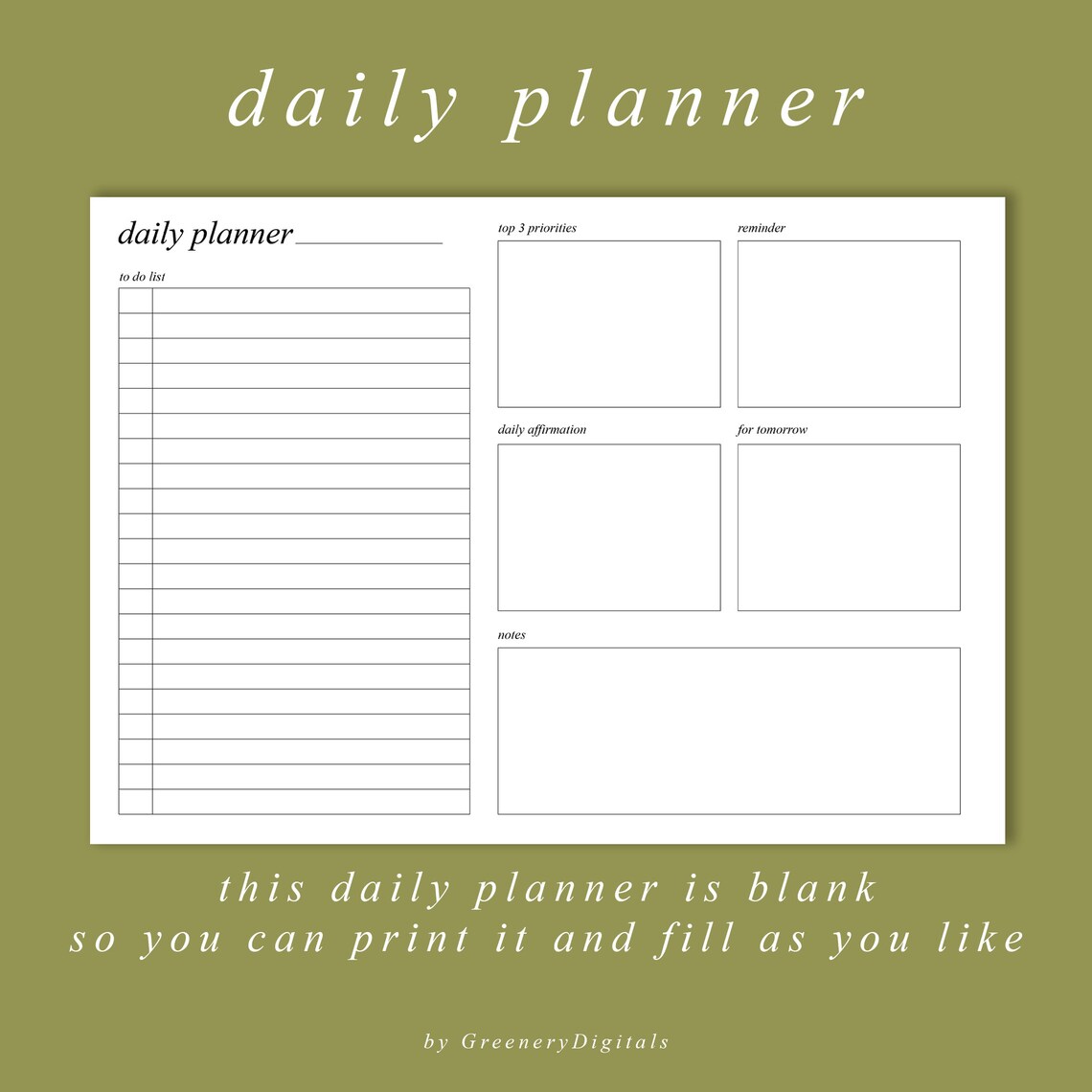 Minimalist Printable Daily Planner, A4 Digital Planner, Organization ...