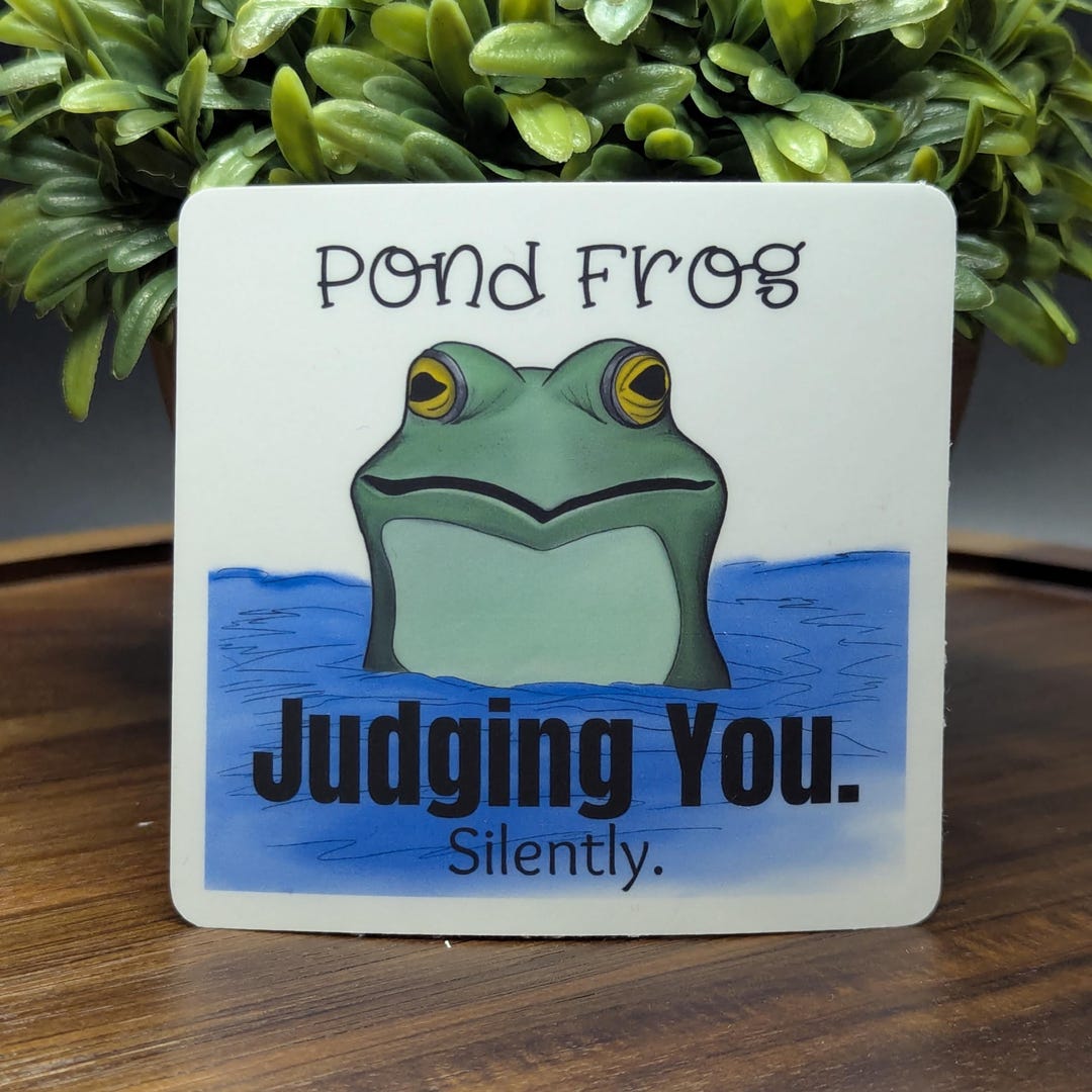 STICKER Judging You Silently | Pond Frog | Cute Water Bottle Laptop ...