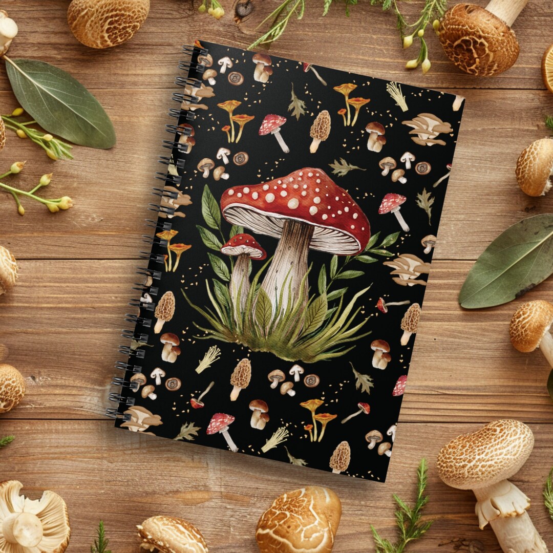 Mushroom Spiral Notebook - Ruled Line Botanical Nature Mushroom ...