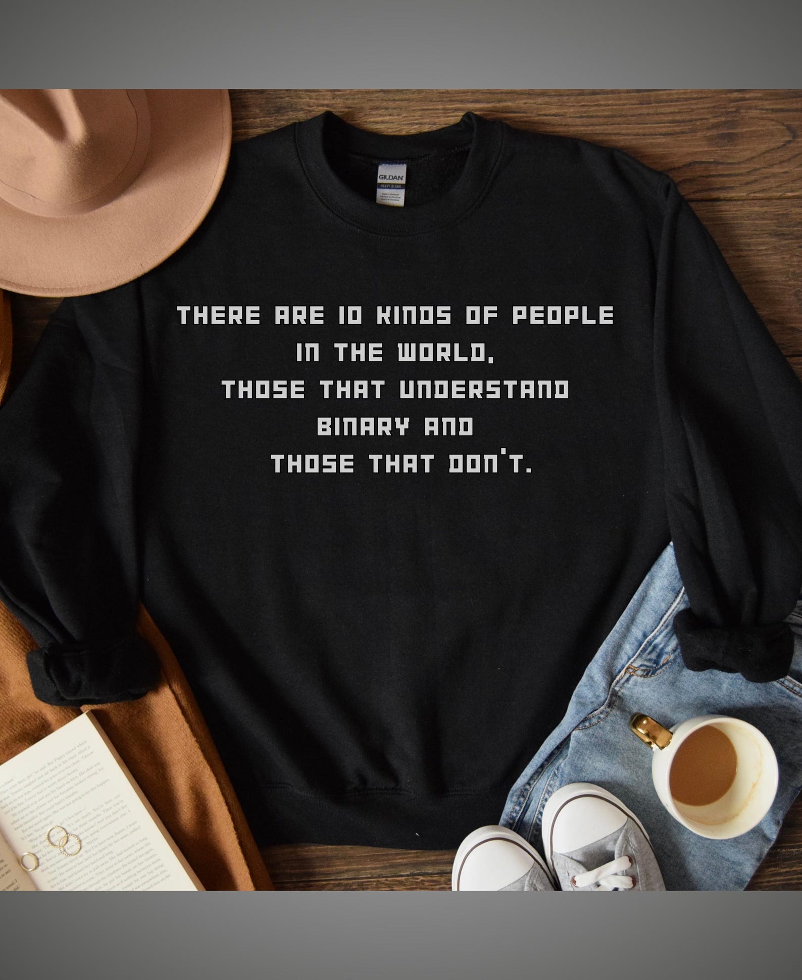 10 Kinds of People Understand Binary Crewneck Sweatshirt Funny Computer ...