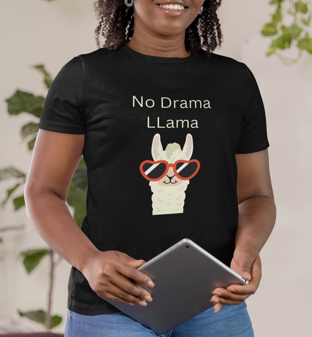 No Drama Llama Short Sleeve Shirt, Llama Sunglasses, Gift Tee, Llama ...