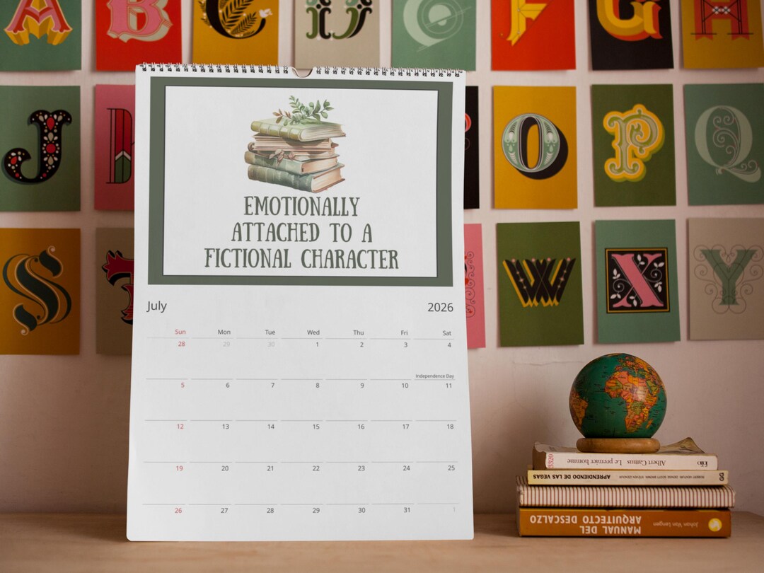 2026 Bookish Wall Calendar | Reading Sayings and Cozy Book Lover ...