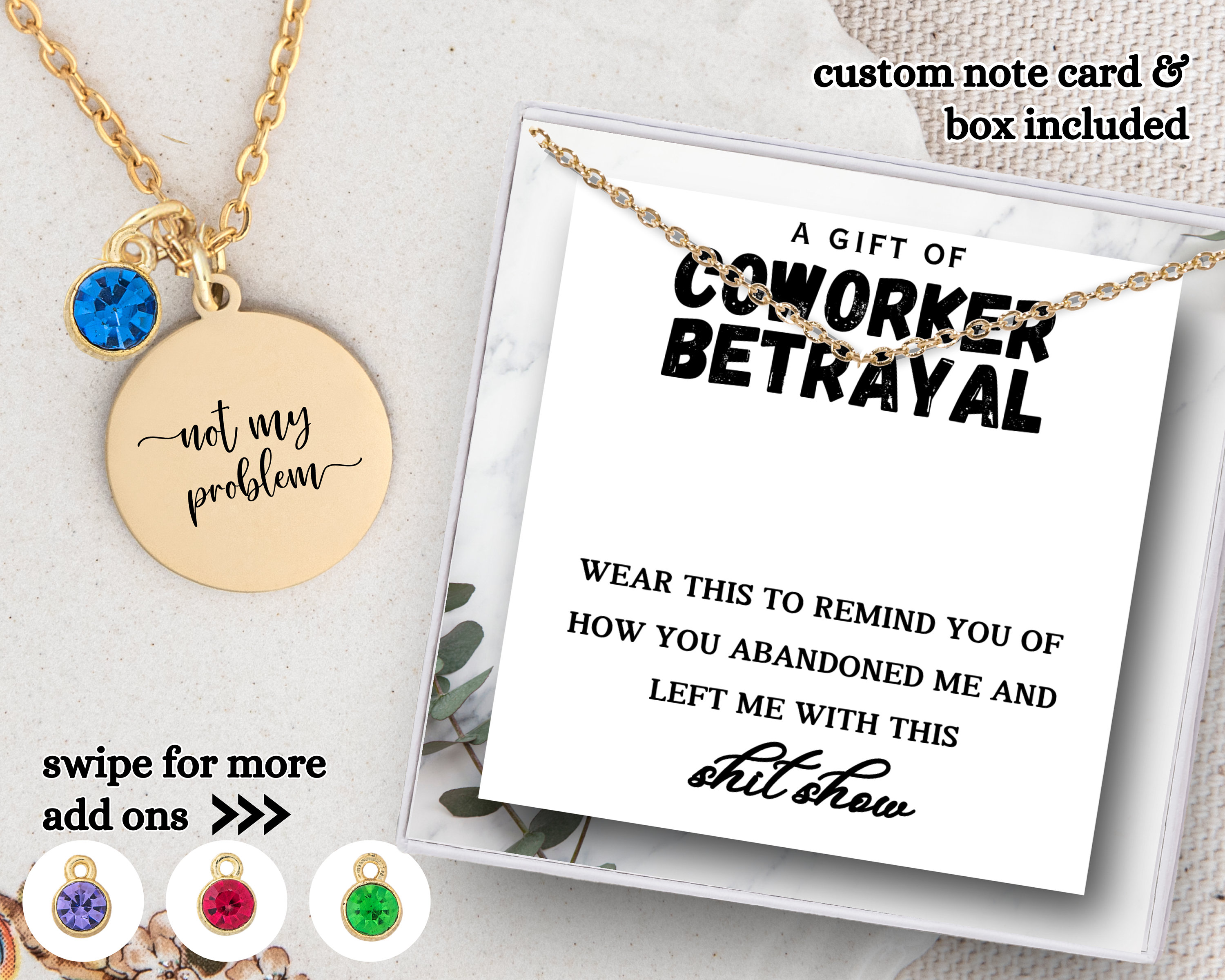 Coworker Betrayal Necklace, Jewelry for Coworker Gift, Name Initial ...