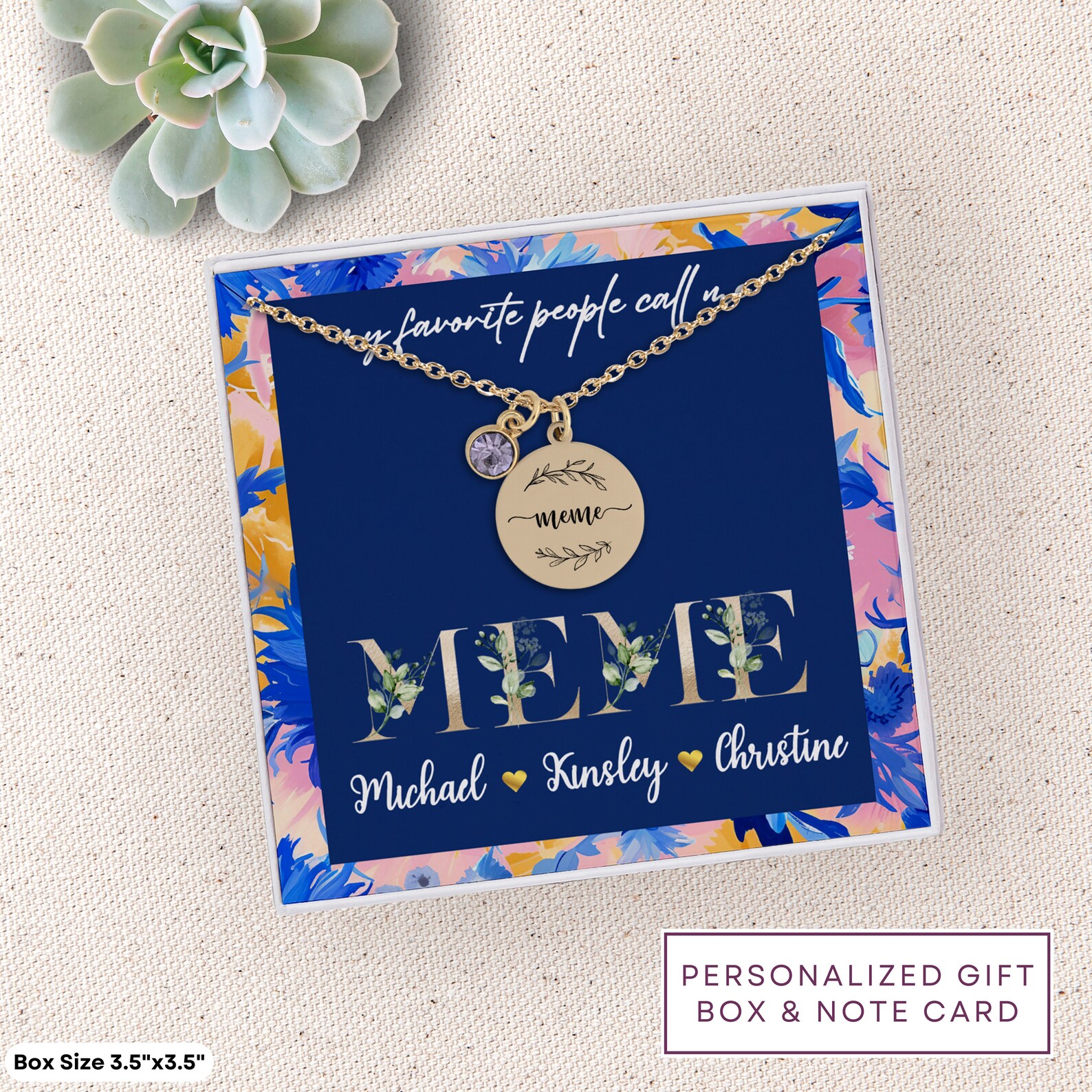 Meme Necklace, Meme Gift, Gift for Mimi, Birthstone Necklace, Meme ...