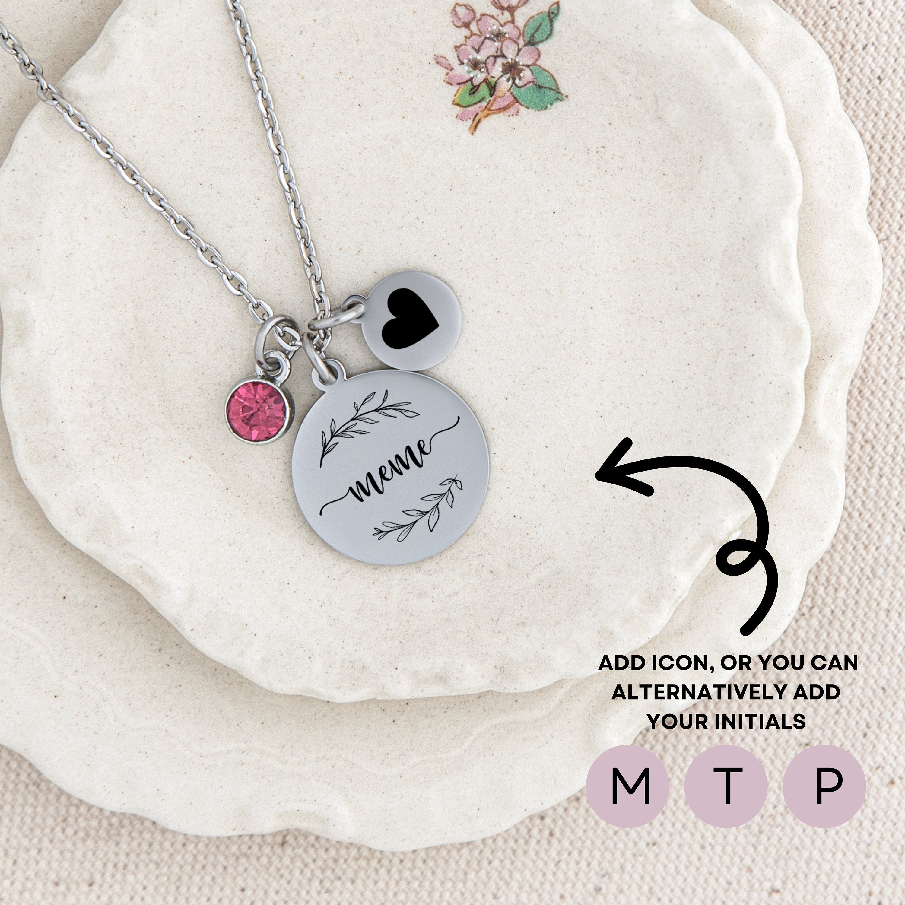 Meme Necklace, Meme Gift, Gift for Mimi, Birthstone Necklace, Meme ...