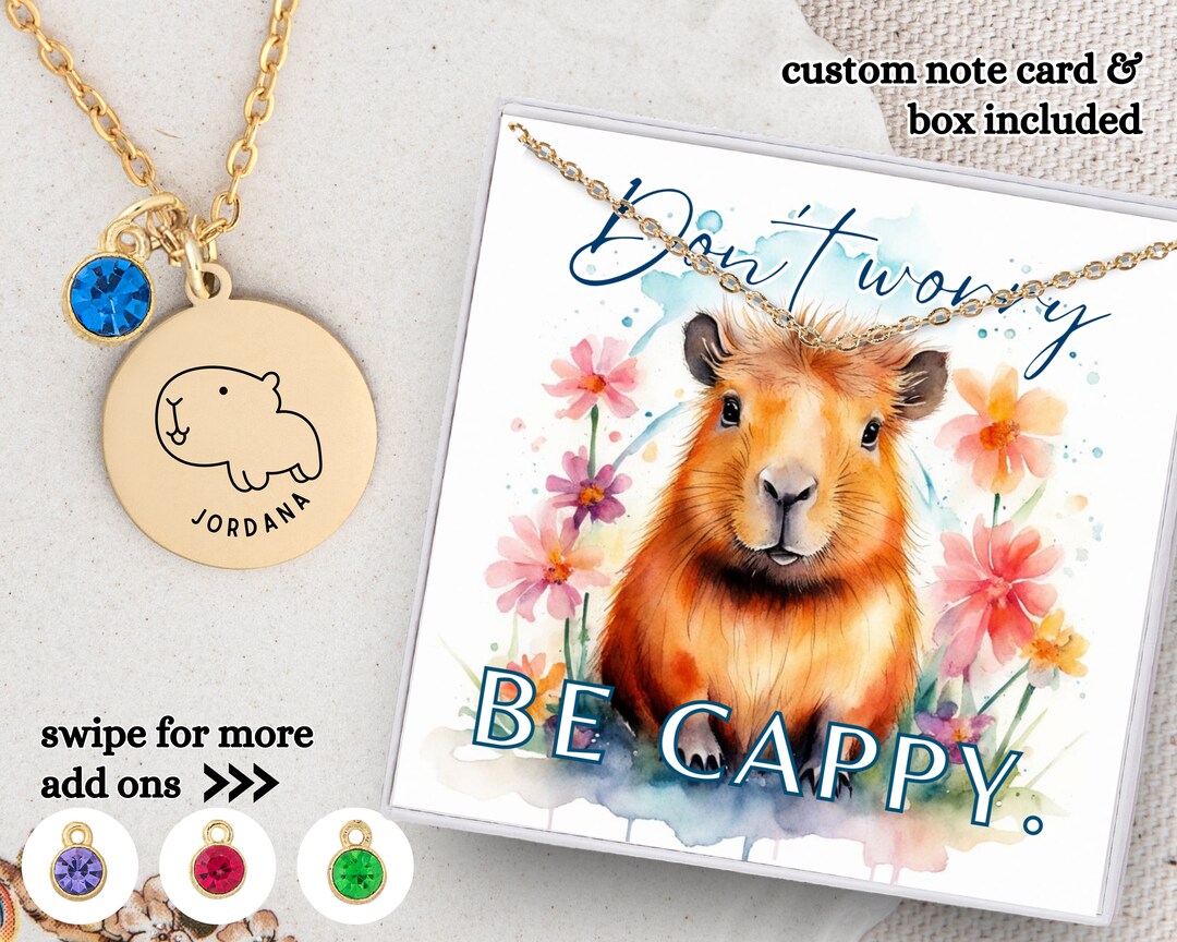 Capybara Necklace, Capybara Gift for Capybara Lover, Don't Worry Be ...