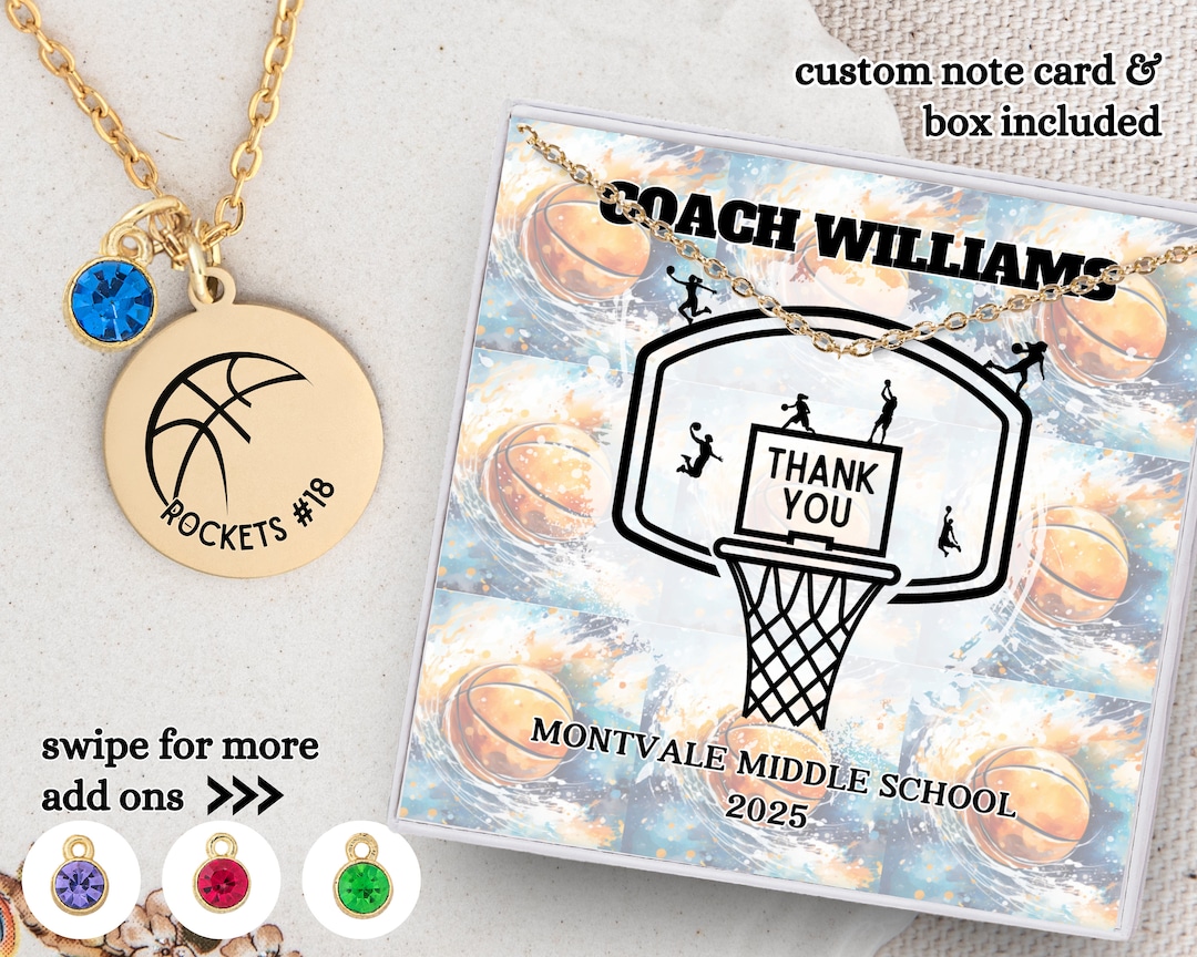 Basketball Coach Necklace, Gift for Girls Basketball Coach, Engraved ...