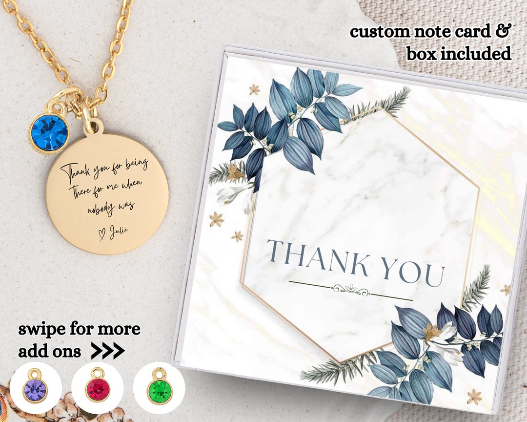 Personalized Note Necklace, Appreciation Jewelry, Supportive Message ...