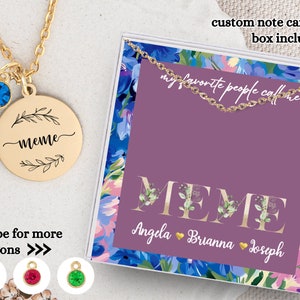 Meme Necklace, Meme Gift, Gift for Mimi, Birthstone Necklace, Meme ...
