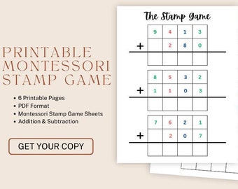 Montessori Stamp Game Paper, Montessori Math Paper - Etsy