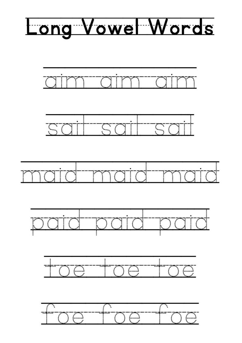 Long Vowel Words Tracing Sheets - Etsy