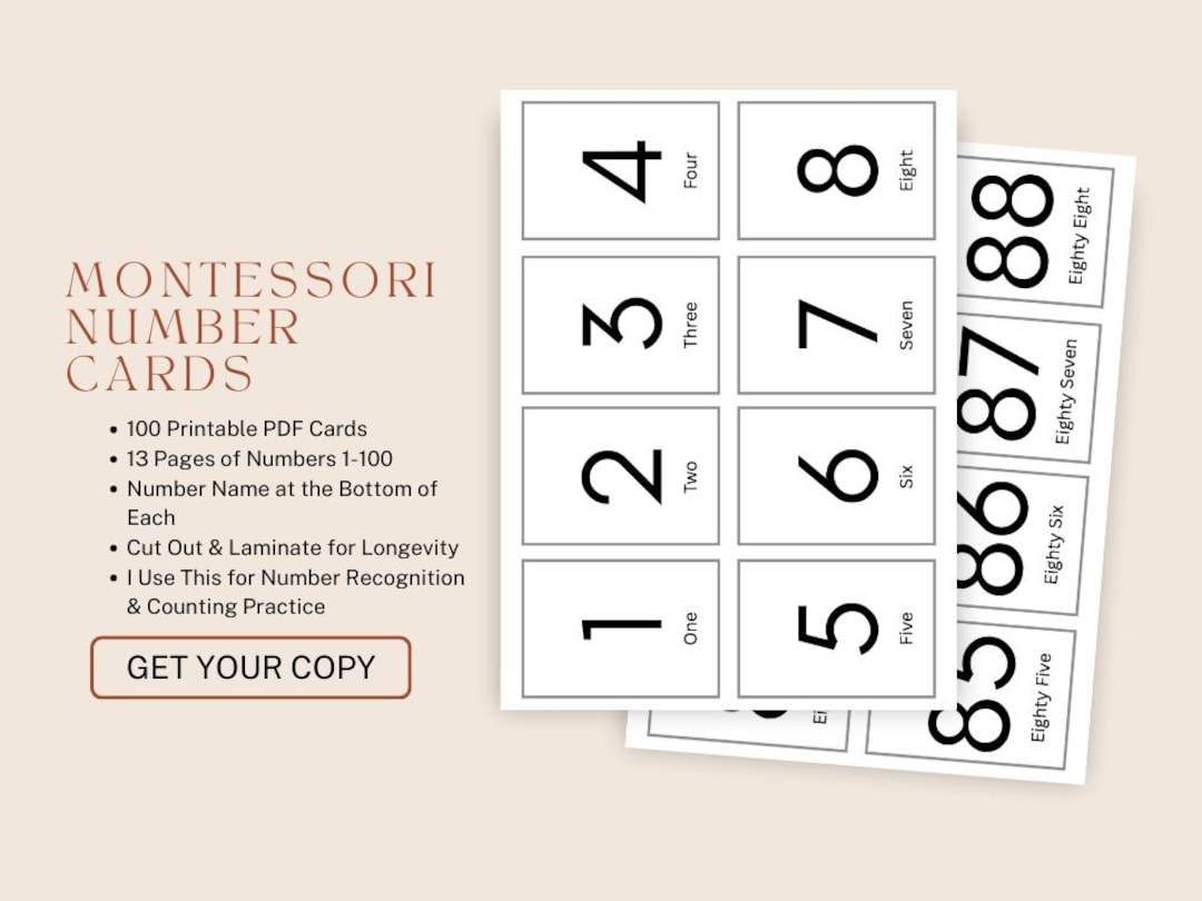 Montessori Number Cards - Etsy