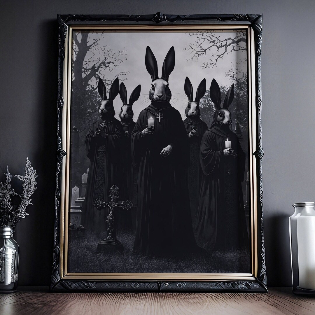 Priest Rabbit Cult Gothic Art Poster: Vintage Poster, Dark Arts, Dark ...