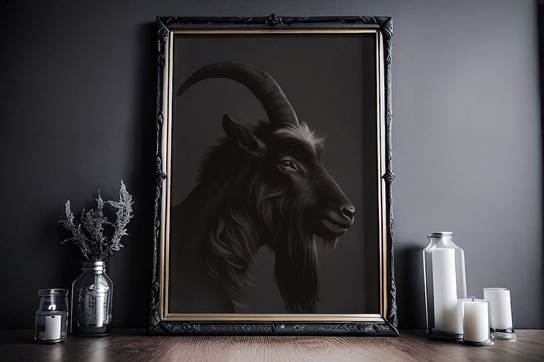 Black Goat: Cottagecore Art Print, Billy Goat, Gothic Poster, Victorian ...