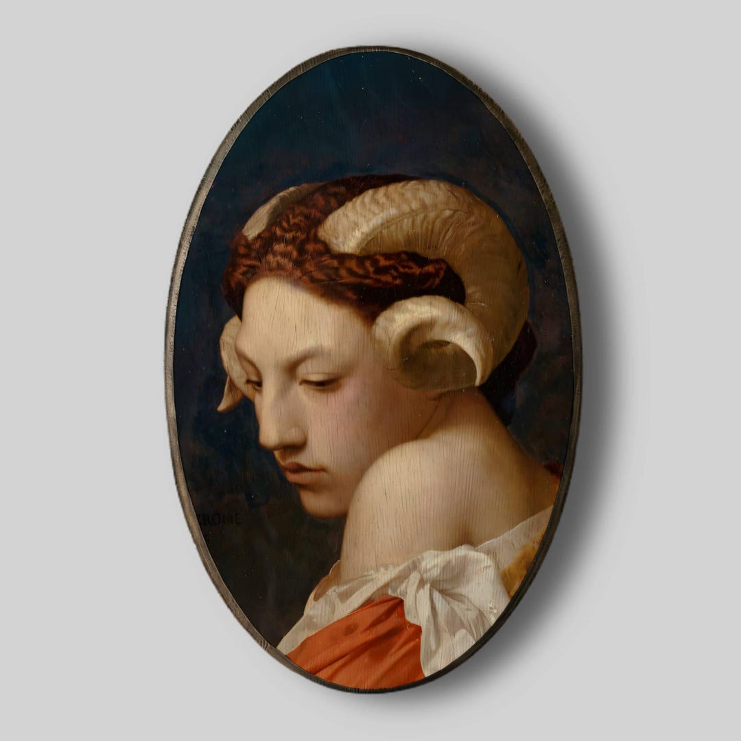 Satyr Woman Portrait Wood Print Classic Wall Art Magical Fantasy ...