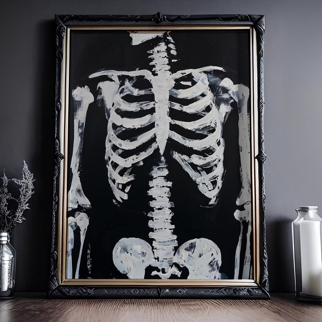 Skeleton Chalk Art Print: Horror Home Decor, Gothic Painting, Dark Art ...