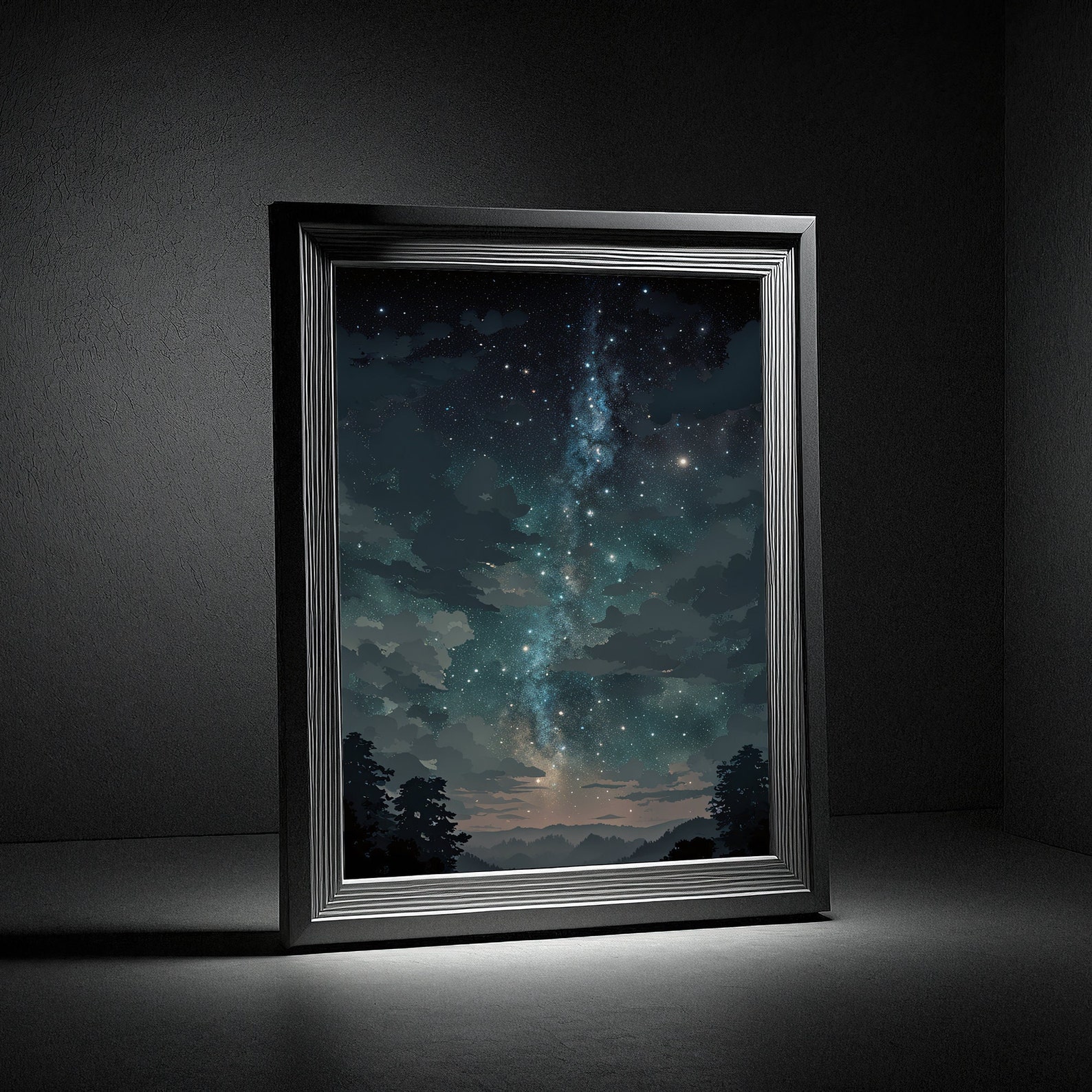 Glowing Starry Sky: Celestial Witchy, Magical Drawing, Vintage Poster ...