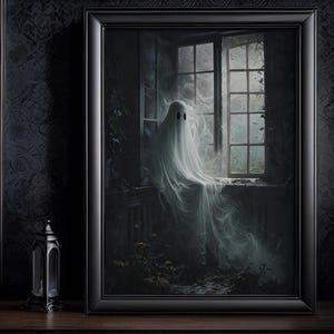 Ghost at the Window: Spooky Art Print, Ghost, Gothic Painting ...