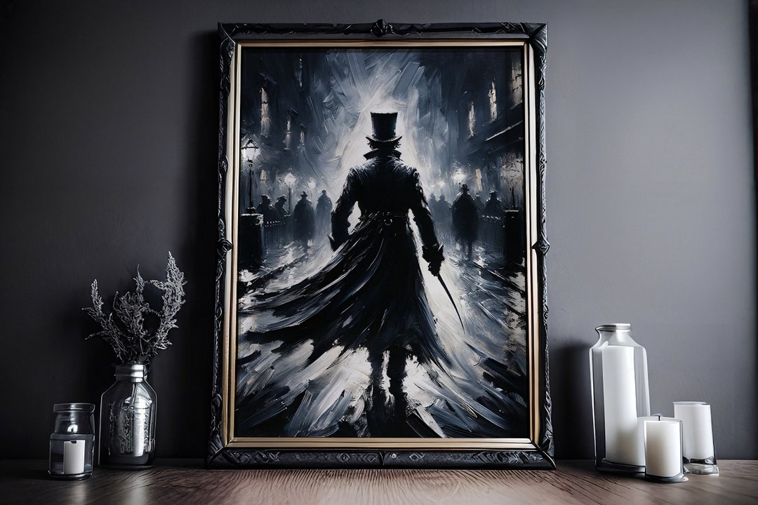 Jack the Ripper Pastel Brush Drawing: Victorian London, Gothic Painting ...