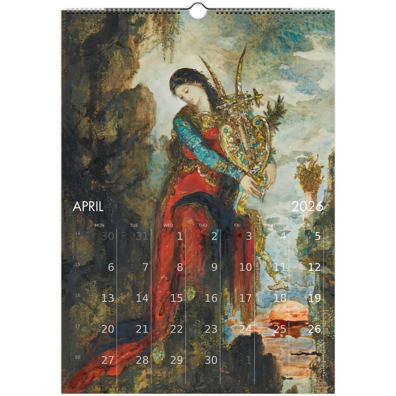 Mythology Calendar 2026 With Classic Greek Legends Paintings of Ancient ...